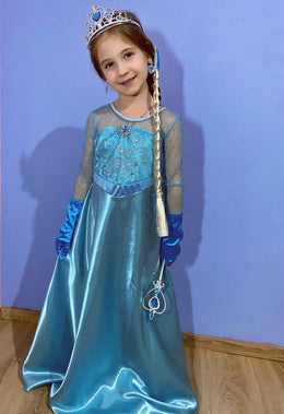 Princess Elsa Costume Dress - Long Sleeves with Accessories Set – Foierp